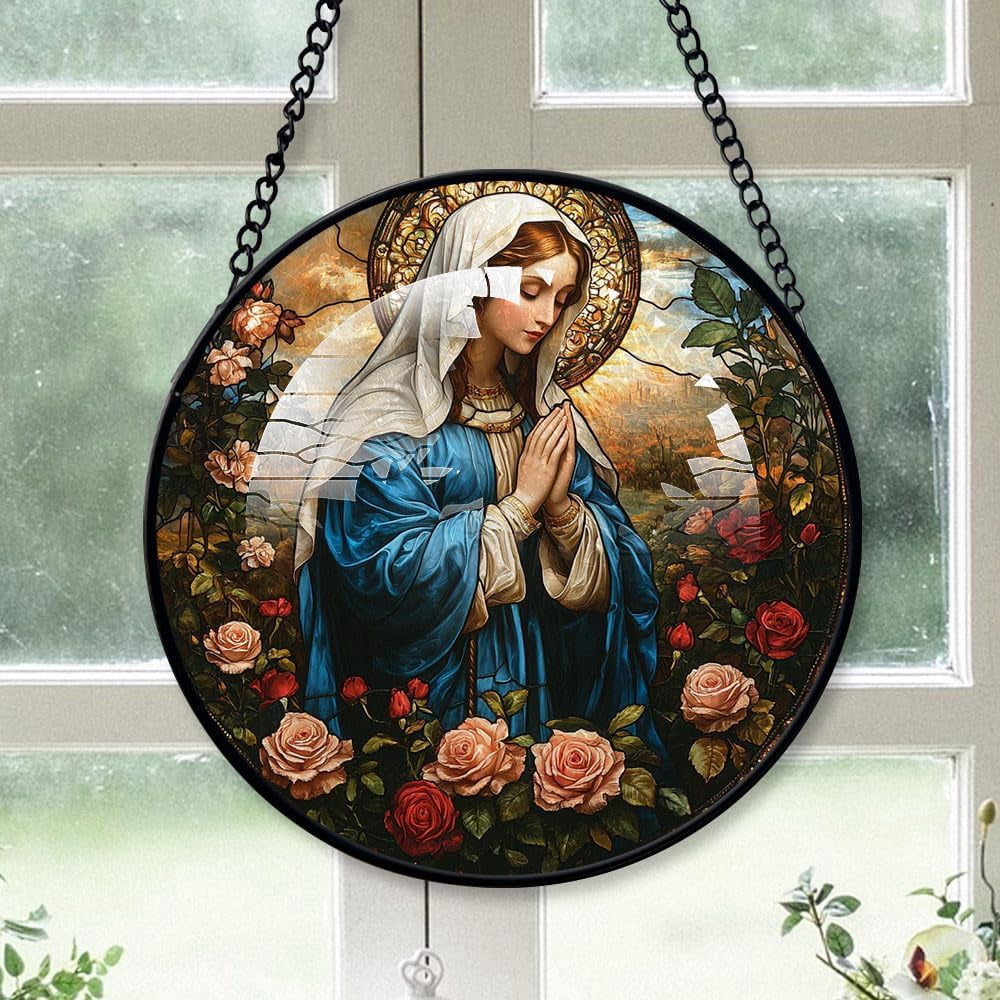 Personalized Blessed Virgin Suncatcher Stained Glass Suncatchers ...