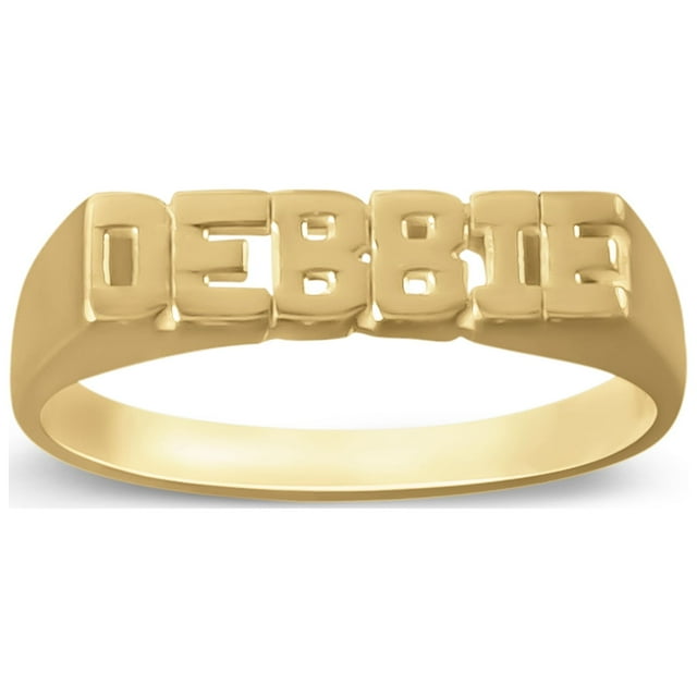 Free Shipping! Personalized Block-Letter Name Ring in 14K Yellow Gold ...