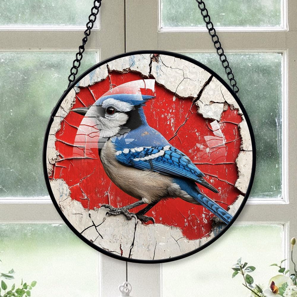 Personalized Blue Bird Suncatcher Stained Glass, Blue Bird Stained ...