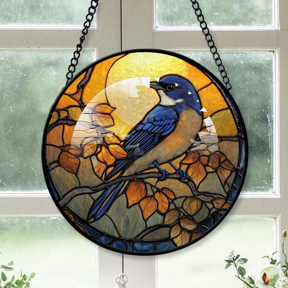 Personalized Bluebird Suncatcher Stained Glass, Bluebird Stained Glass ...