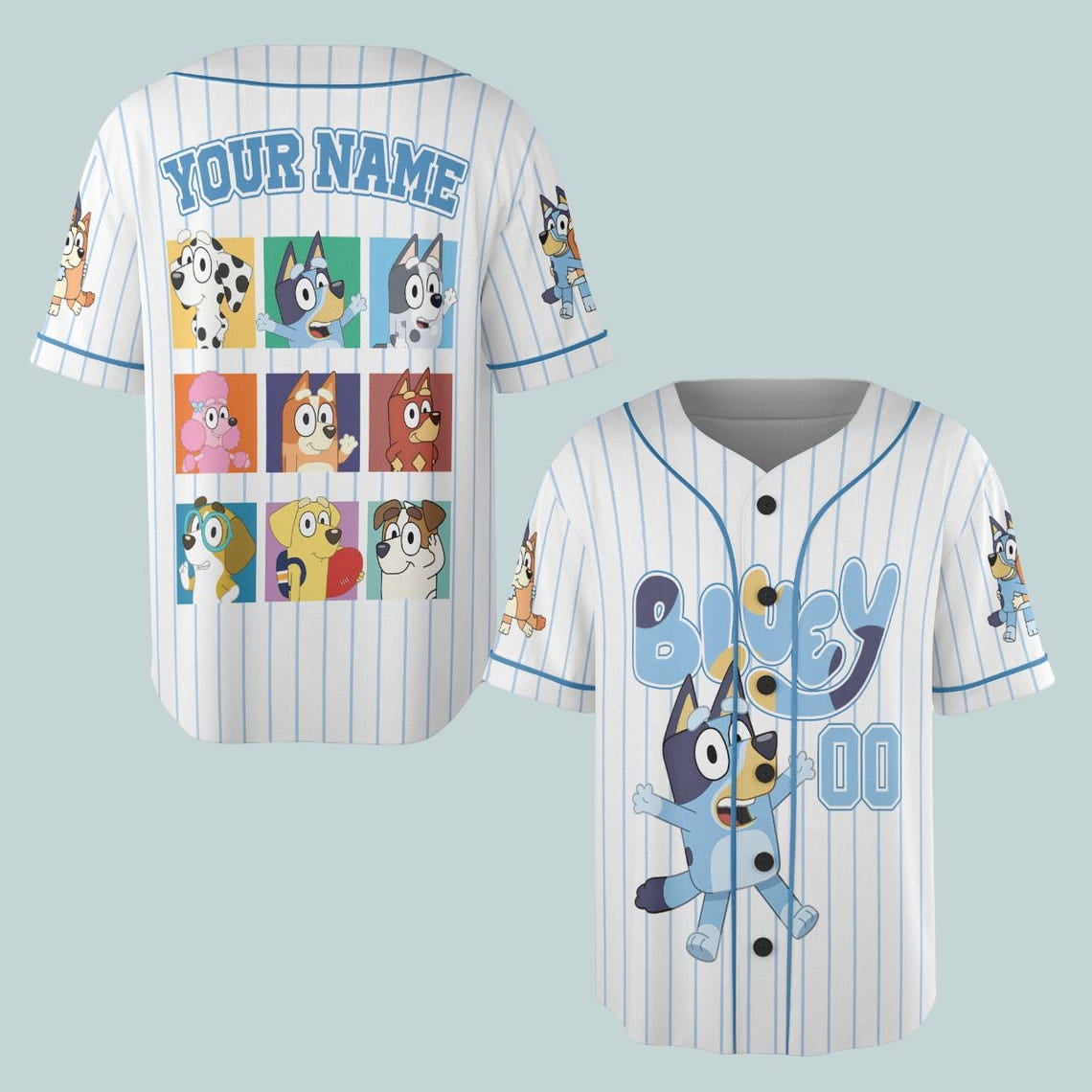 Personalized Bluey Baseball Jersey Blue Dog Family Baseball Jersey ...