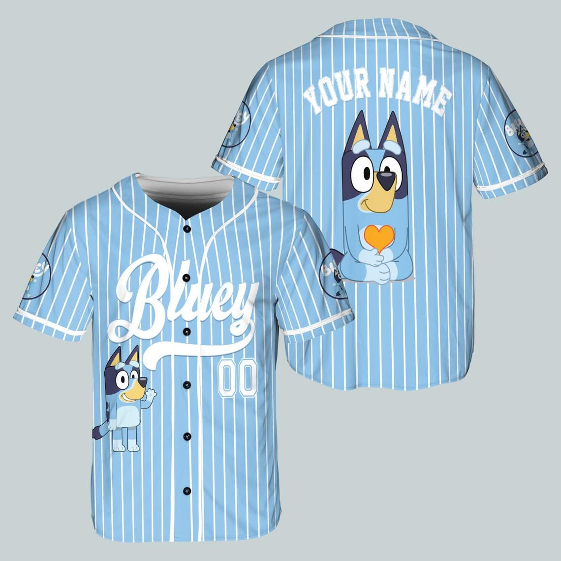 Personalized Bluey Baseball Jersey, Blue Dog Family Baseball Jersey ...