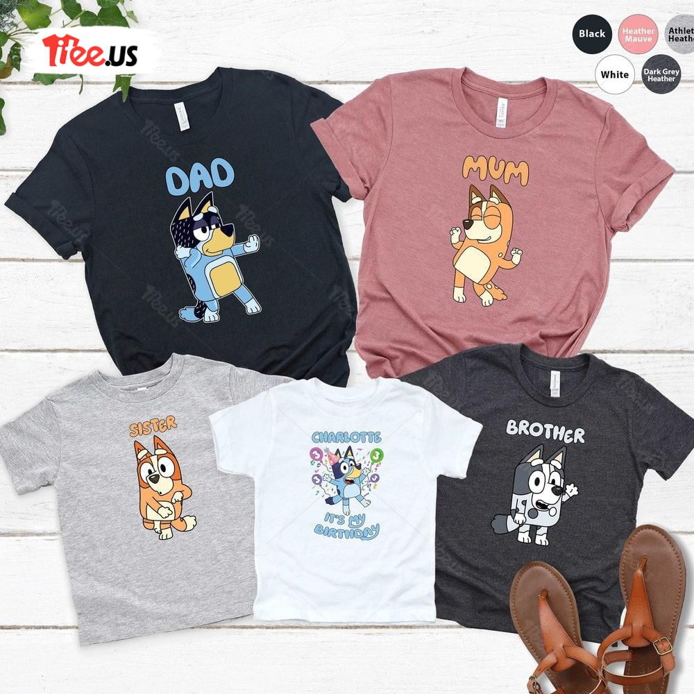 Personalized Bluey Characters Shirts Custom Disney Heeler Family Gift ...