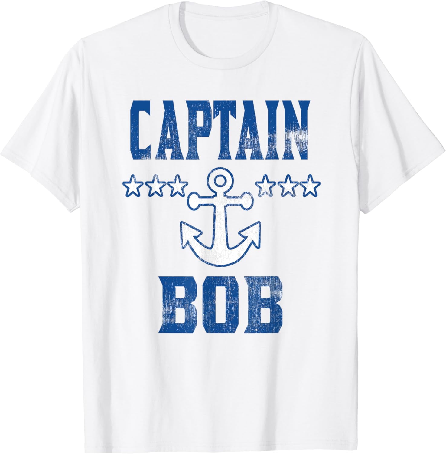 Personalized Boating Vintage Blue Captain Bob Anchor Stars T-Shirt ...