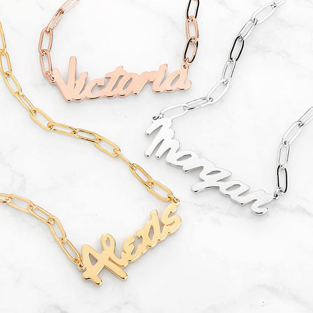 Personalized Bold Script Name Paperclip Chain Necklace - Walmart.com