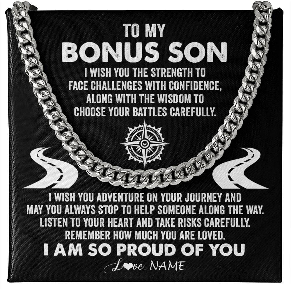 Personalized To My Bonus Son Cuban Necklace From Step Mom I Wish You ...