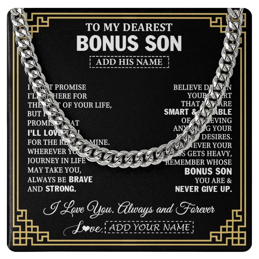Personalized To My Bonus Son Gifts From Stepmom Stepdad Cross Necklace ...