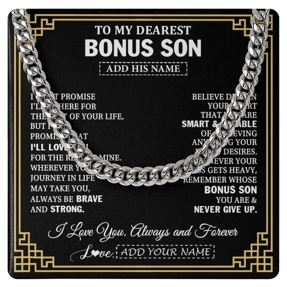 Personalized To My Bonus Son Gifts From Stepmom Stepdad Cross Necklace ...