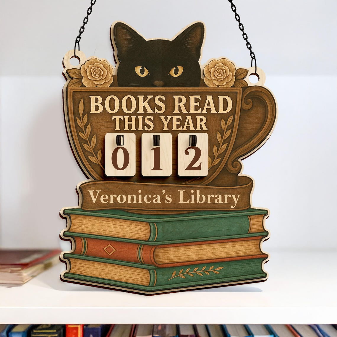 Personalized Books Read Tracker with Black Cat, Books Read This Year ...