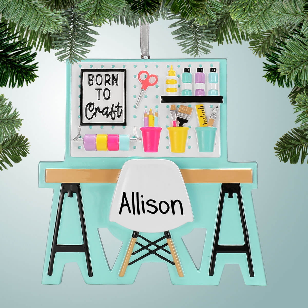 Personalized Born to Craft Crafting Table Christmas Ornament - Art ...