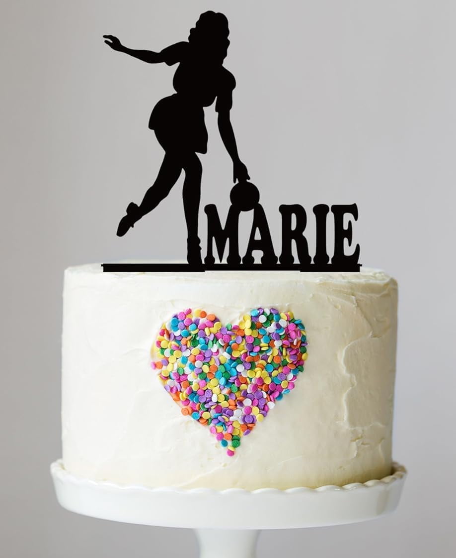 Personalized Bowling Cake Topper with Keepsake Base, Ladies Bowling ...