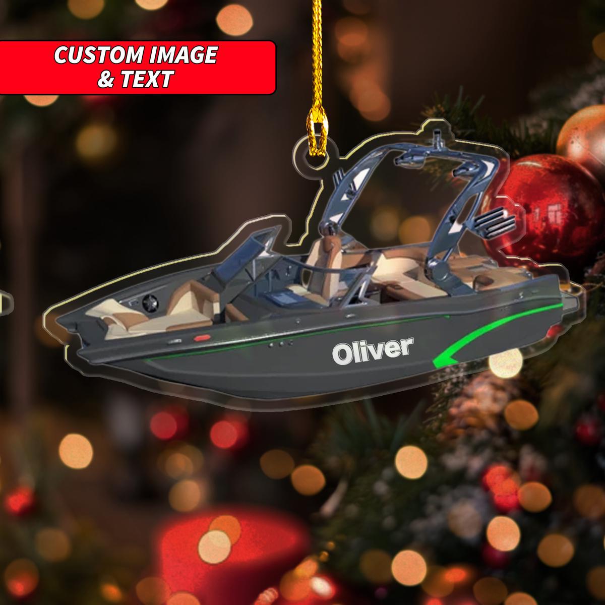 Personalized Bowrider Boat 2D Flat Acrylic Ornament 2025 + Wake Boat ...
