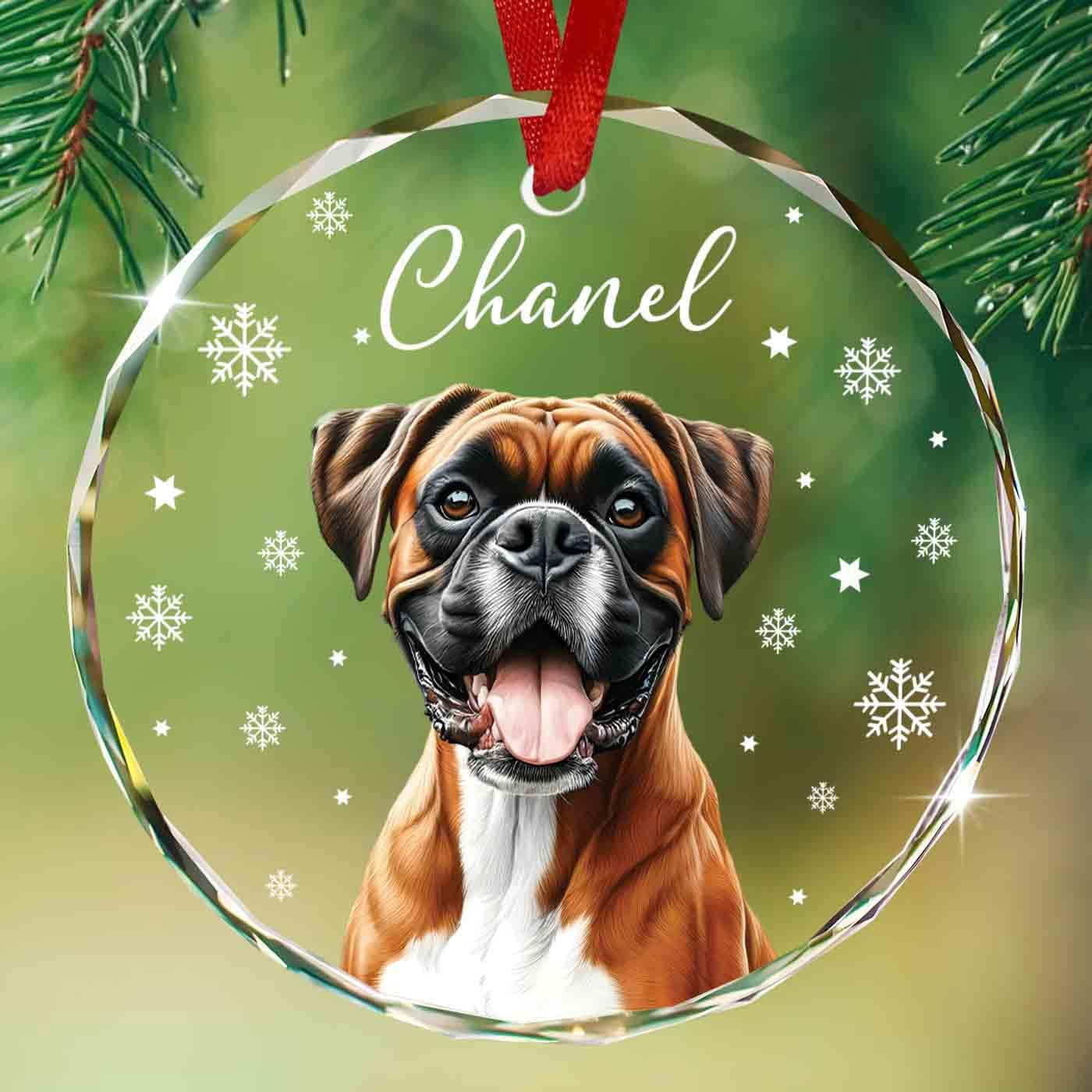 Personalized Boxer Dog Lovers Glass Ornament, Pet Owner Xmas 2025 ...