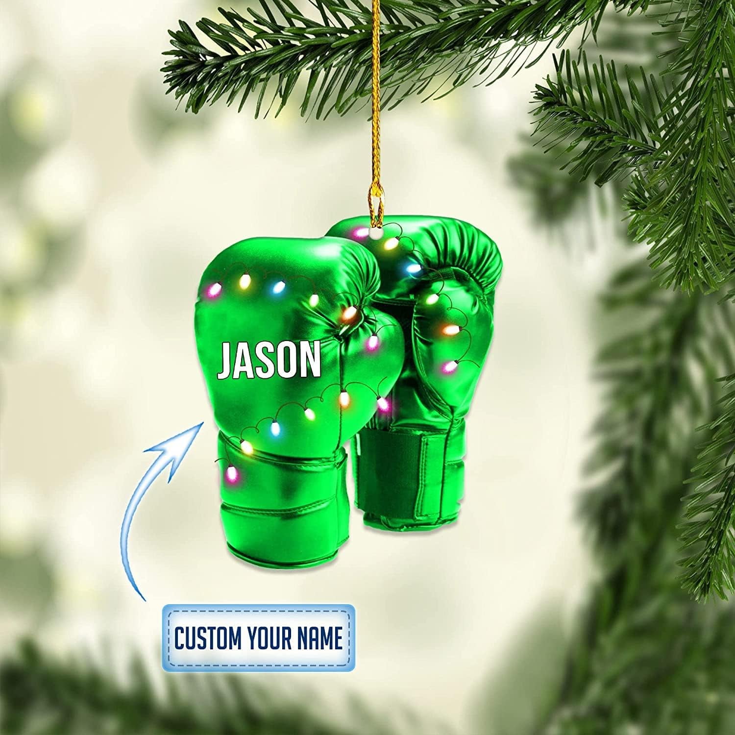 Personalized Boxing Ornament, Boxing Gloves Christmas Light Ornament ...