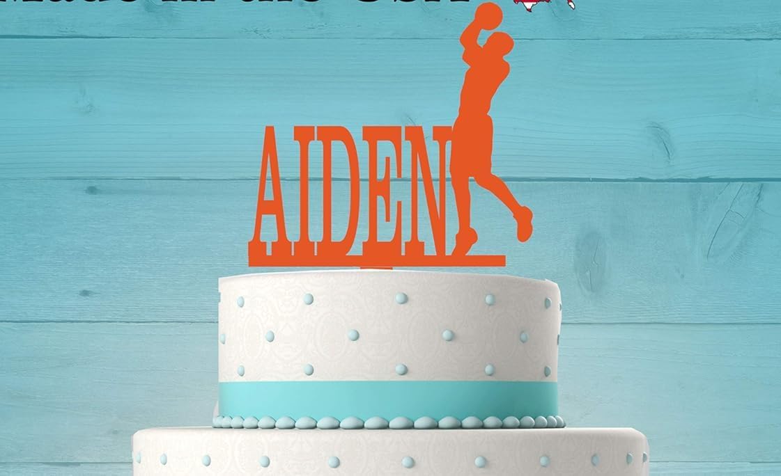 Personalized Boy Basketball Cake Topper with Keepsake Base, Male Player ...