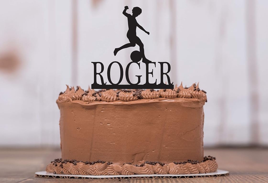 Personalized Boy Soccer Player Cake Topper with Keepsake Base, Male ...