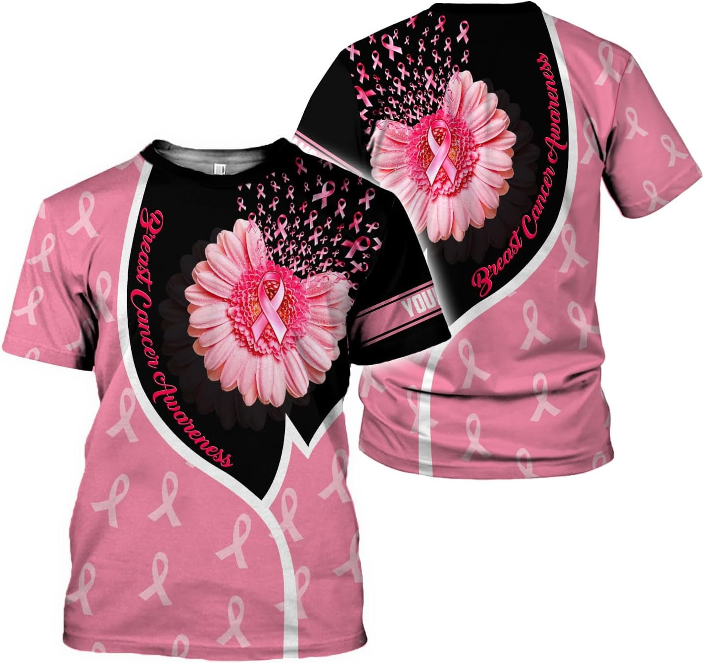 Personalized Breast Cancer 3D Shirt, Pink Ribbon Awareness T-Shirt, Survivor Pride Tshirt Breast ...