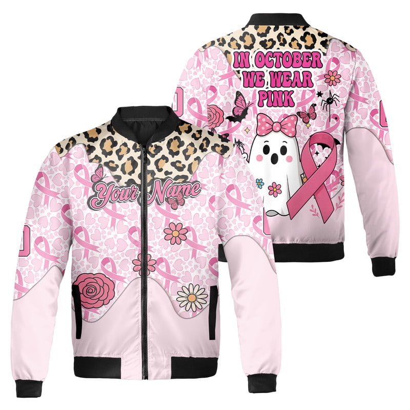 Personalized Breast Cancer Awareness Bomber Jacket – In October We Wear ...
