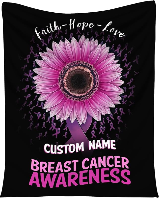 Personalized Breast Cancer Blanket, Custom Name Breast Cancer Survivor ...