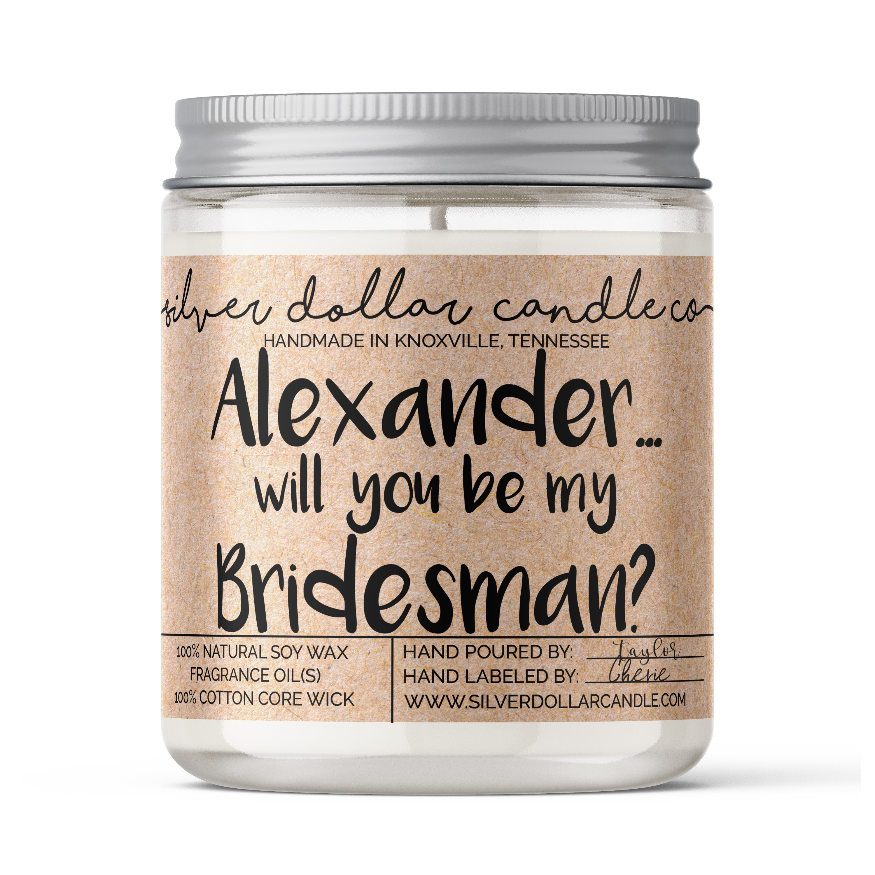 Personalized BridesMAN Proposal Candle (v3) - 9/16oz 100% All-Natural ...