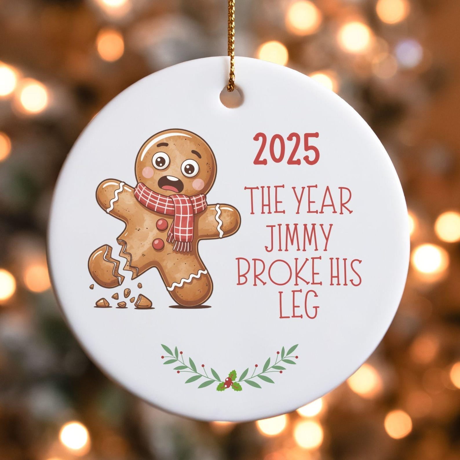 Personalized Broken Gingerbread Man Christmas Ornament for Surgery or ...