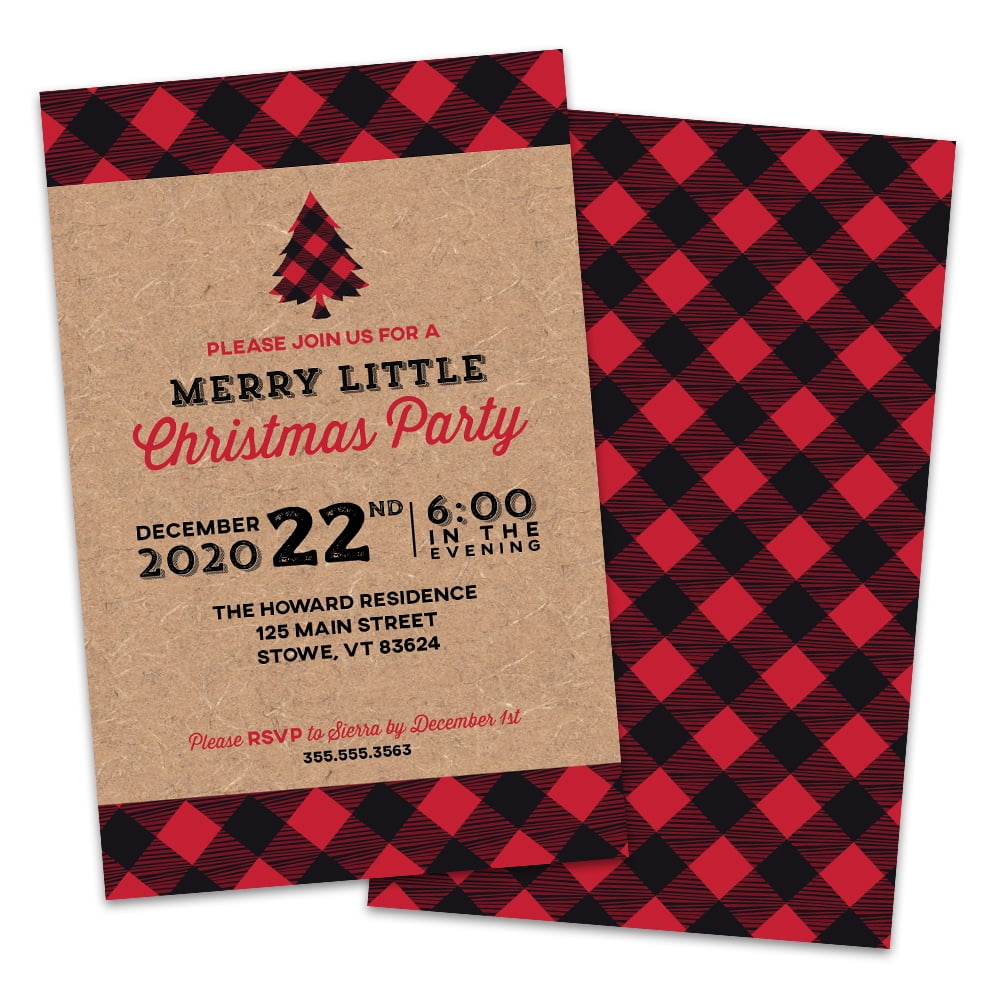 Personalized Buffalo Plaid Christmas Party Invitations - Walmart.com
