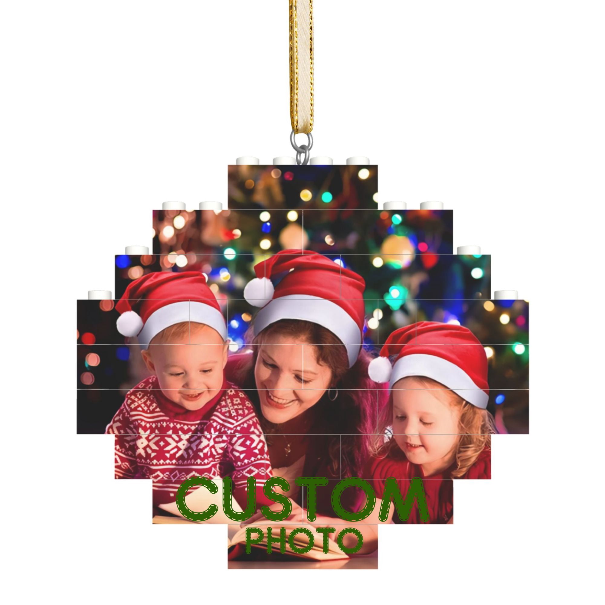 Personalized Building Block Puzzle Christmas Ornaments, Custom 22-Piece ...