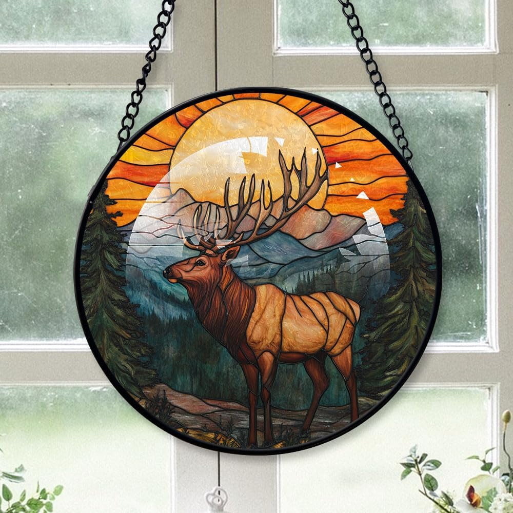 Personalized Bull Elk Suncatcher Stained Glass Suncatchers, Bull Elk ...