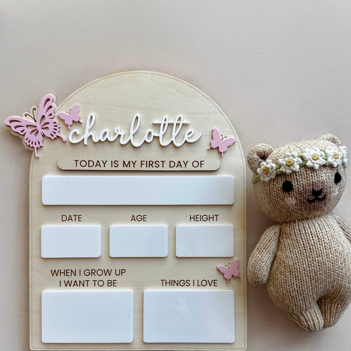 Personalized Butterfly First Day of School Sign, Custom Last Day of ...
