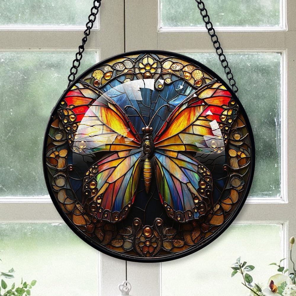 Personalized Butterfly Suncatcher Stained Glass, Butterfly Stained ...
