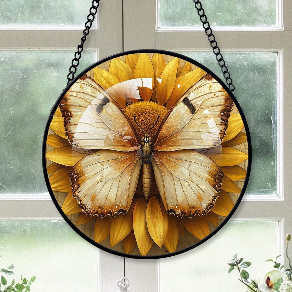 Personalized Butterfly Suncatcher Stained Glass, Butterfly Stained ...