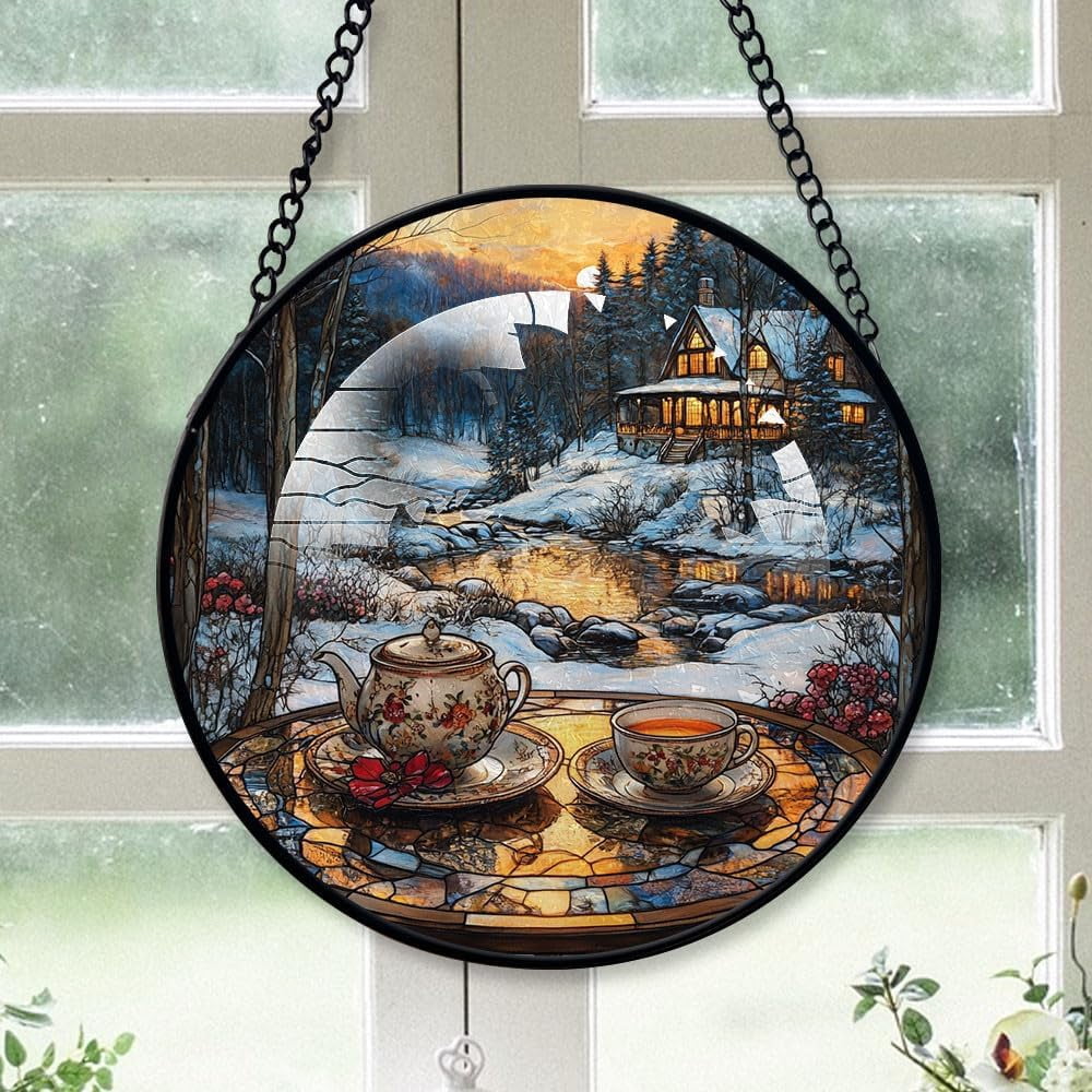 Personalized Cafe Scenery Stained Glass Suncatcher Artistic Window ...