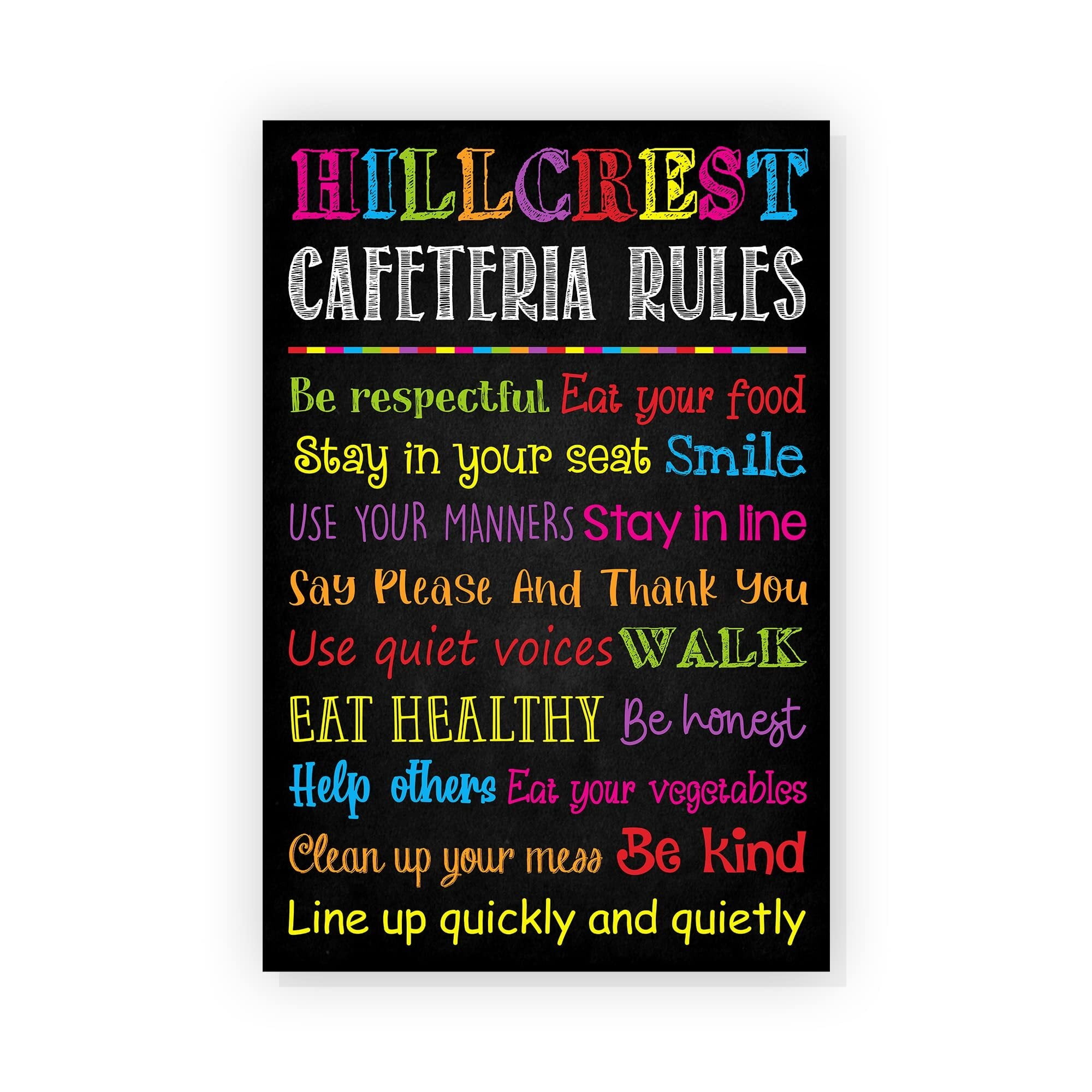 Personalized Cafeteria Rules Custom School Teacher Sign Poster Lunch ...