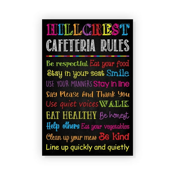 Personalized Cafeteria Rules Custom School Teacher Sign Poster Lunch ...
