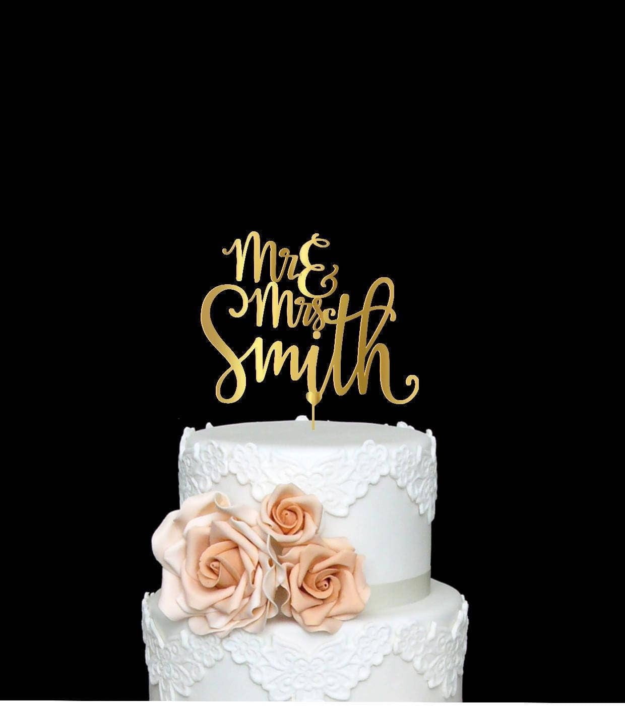 Personalized Cake Insert Custom Mr and Mrs Wedding Cake Topper Last ...