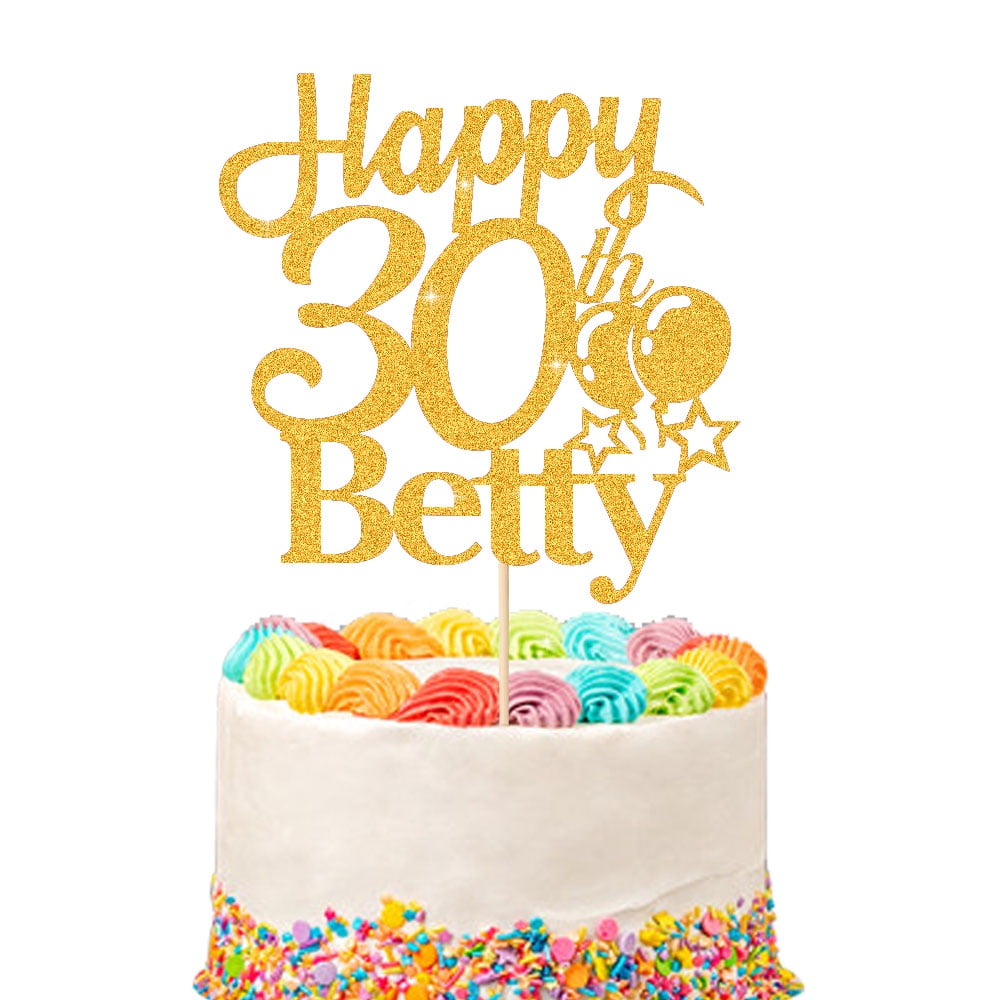Personalized Cake Topper, Happy Birthday Glitter Cake Topper, Party ...
