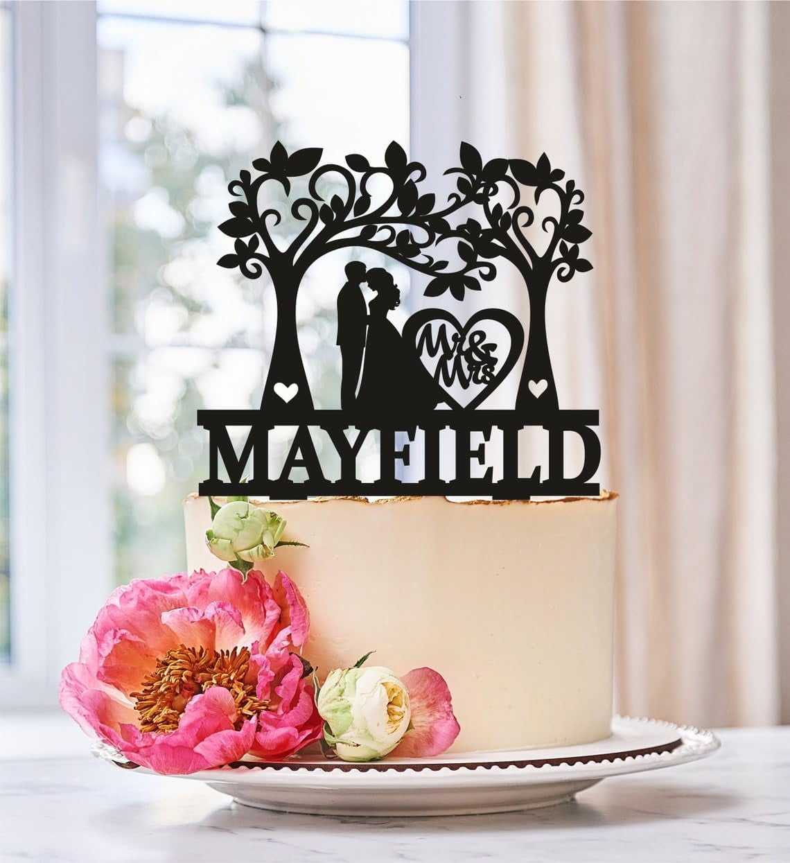 Personalized Cake Toppers， Wedding Cake Topper Silhouette with Love ...