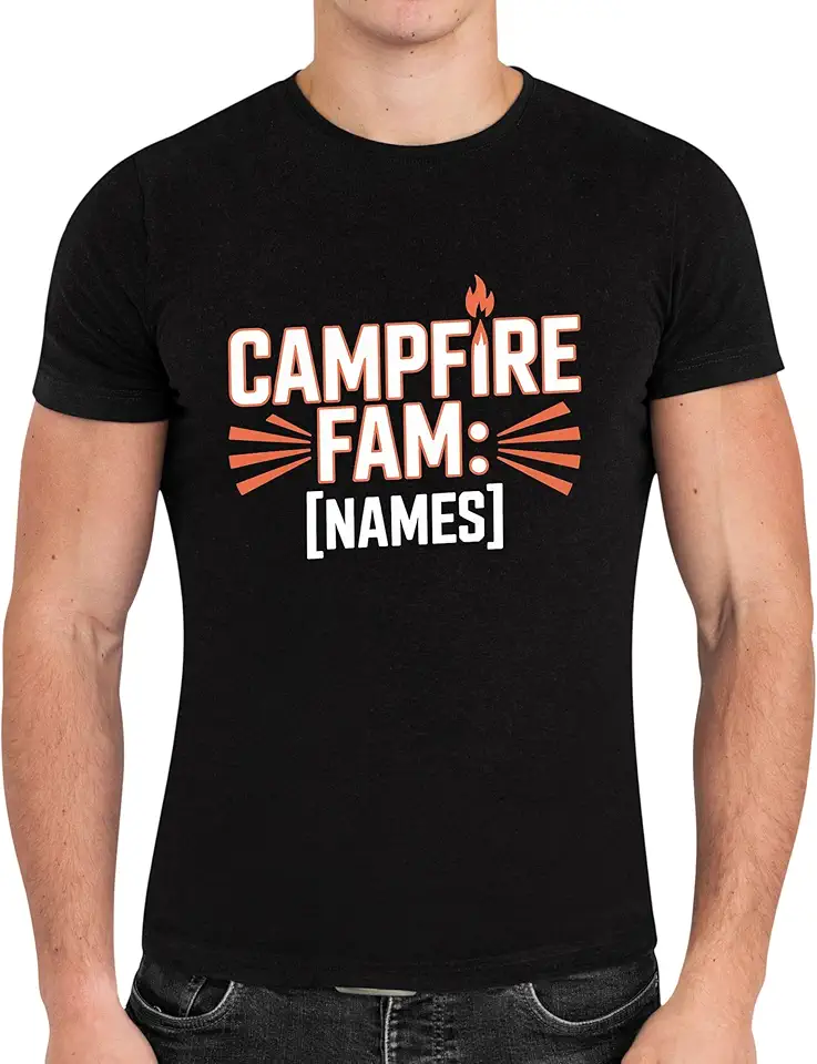 Personalized Campfire Family Names Graphic Unisex Short Sleeve Tee ...