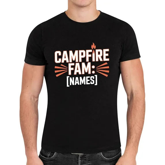 Personalized Campfire Family Names Graphic Unisex Short Sleeve Tee ...