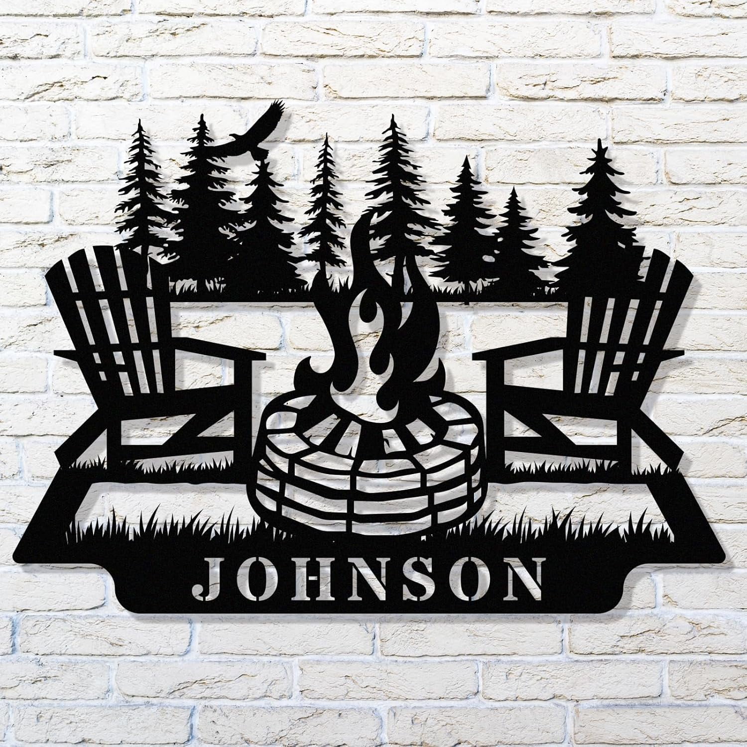 Personalized Campfire Name Metal Signs, Camper Decor,Custom Family Name ...