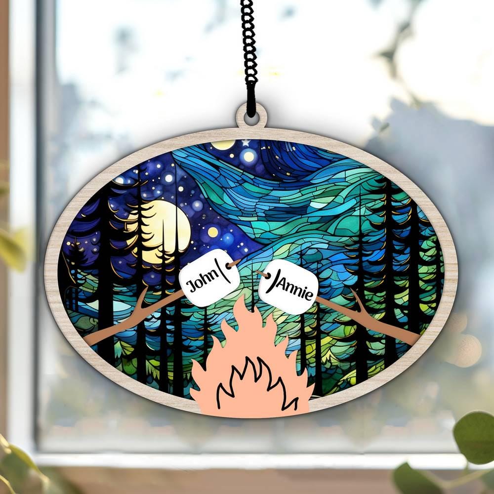 Personalized Camping Acrylic Suncatcher, Couple Camping Suncatchers ...