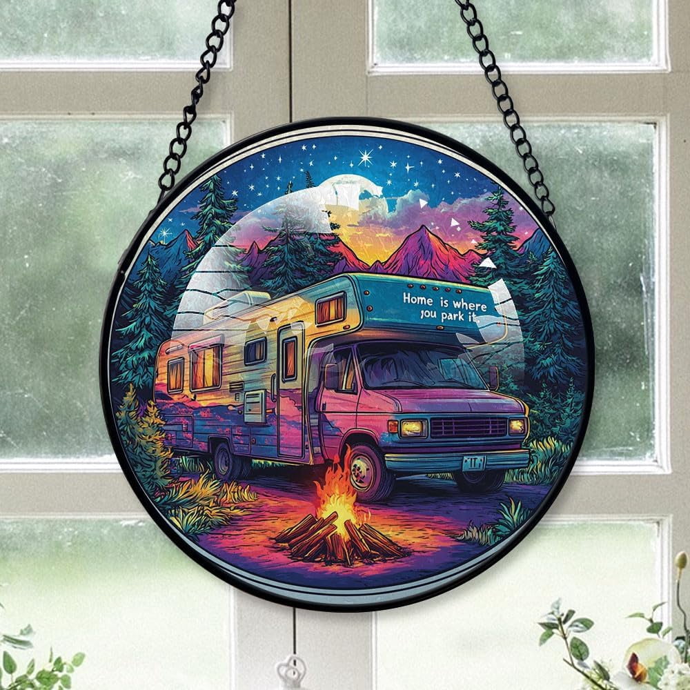 Personalized Camping Suncatcher Stained Glass, Camping Gifts for Women ...