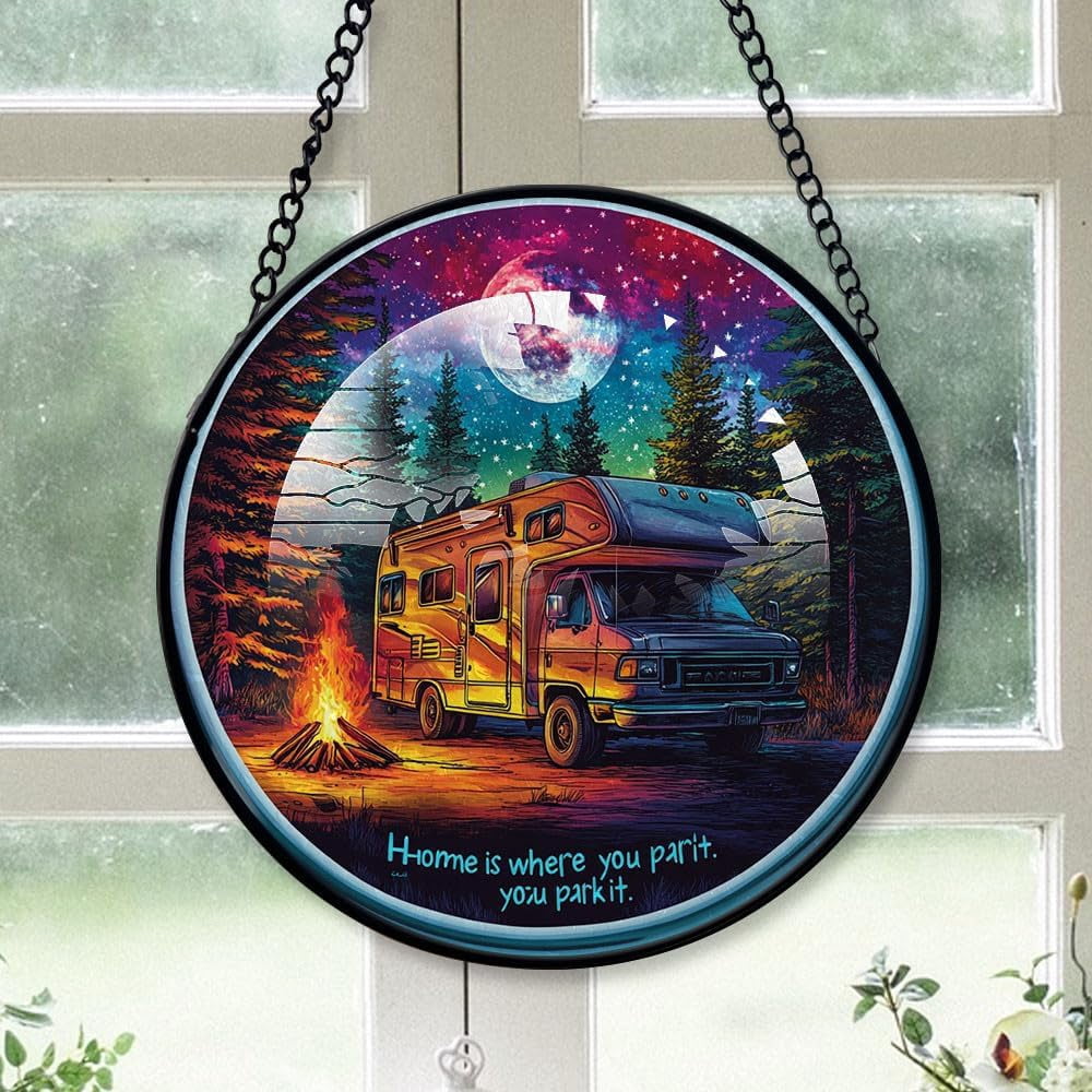 Personalized Camping Suncatcher Stained Glass Suncatchers, Camping ...