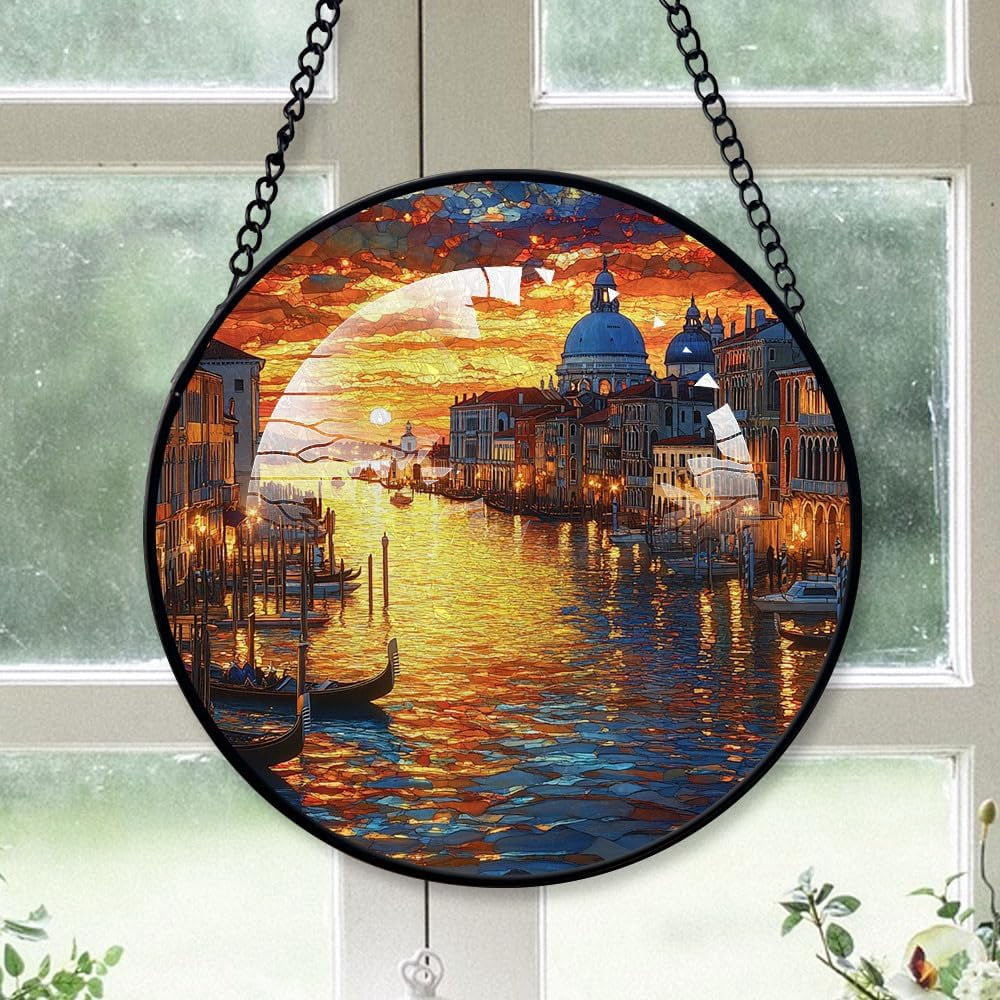 Personalized Canal Stained Glass Suncatcher Artistic Window Hanging ...