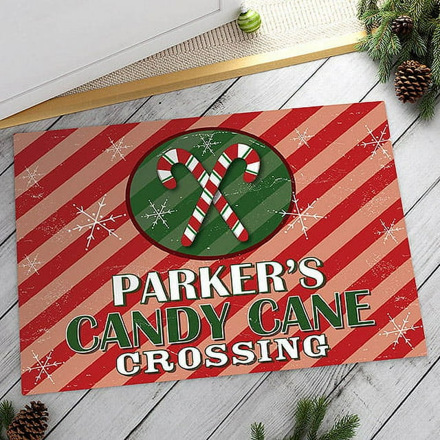 Personalized Candy Cane Crossing Doormat - Walmart.com