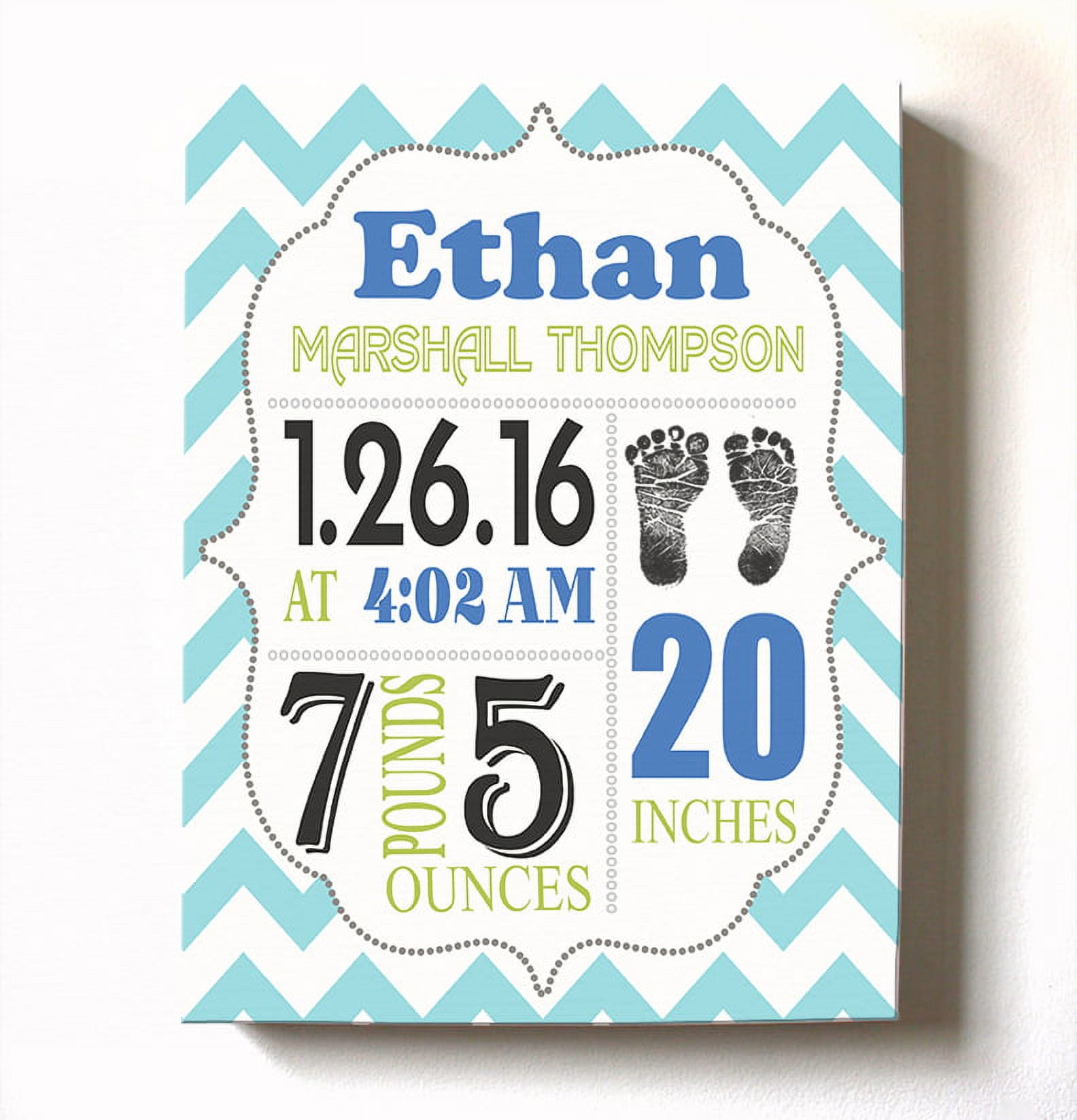 Personalized Canvas Birth Announcement Nursery Decor Gift, Footprint ...