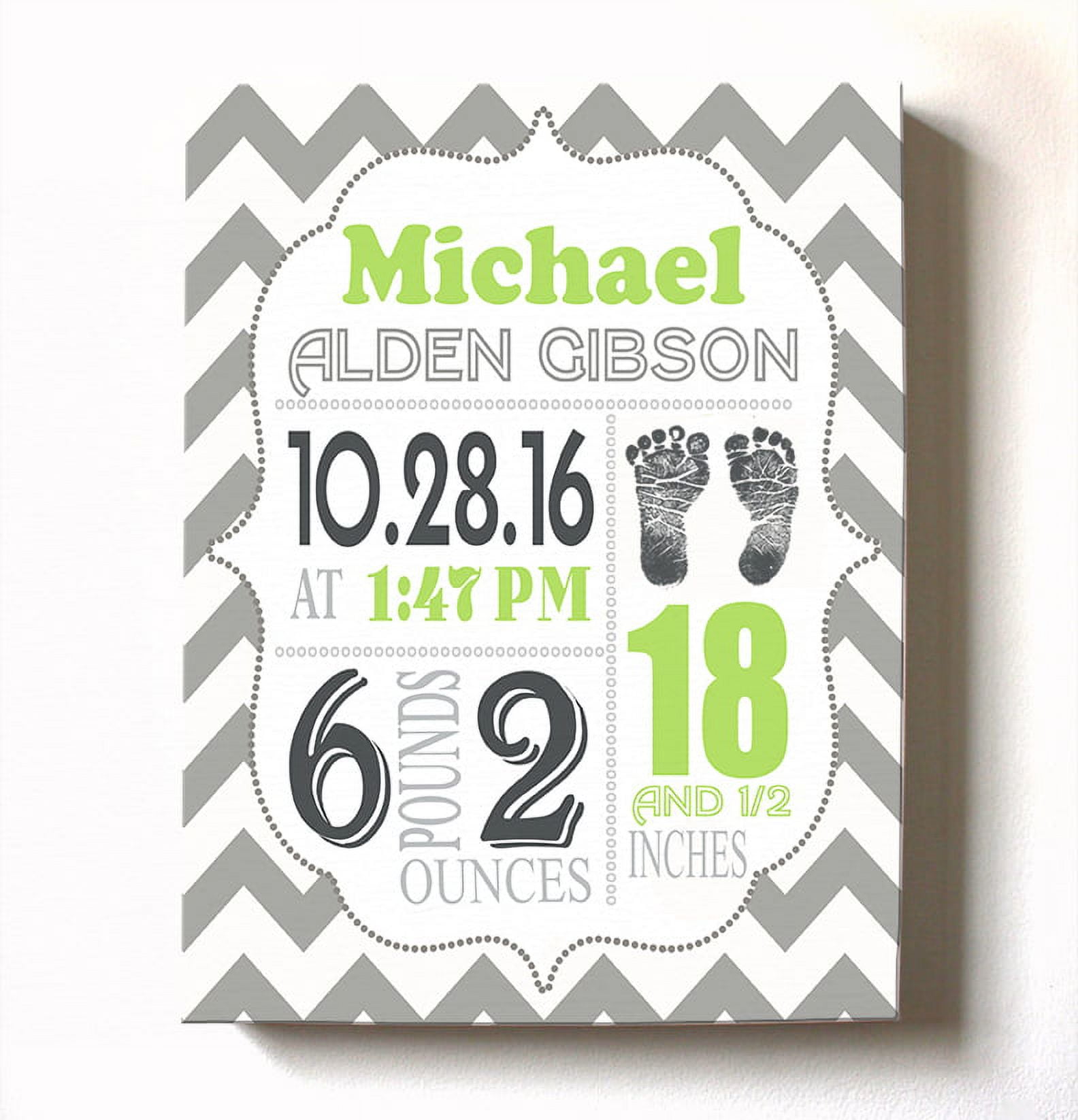 Personalized Canvas Birth Announcement Nursery Decor Gift, Footprint ...