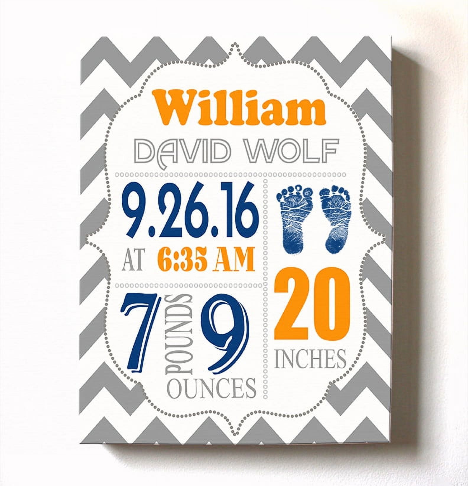 Personalized Canvas Birth Announcement Nursery Decor Gift, Footprint ...