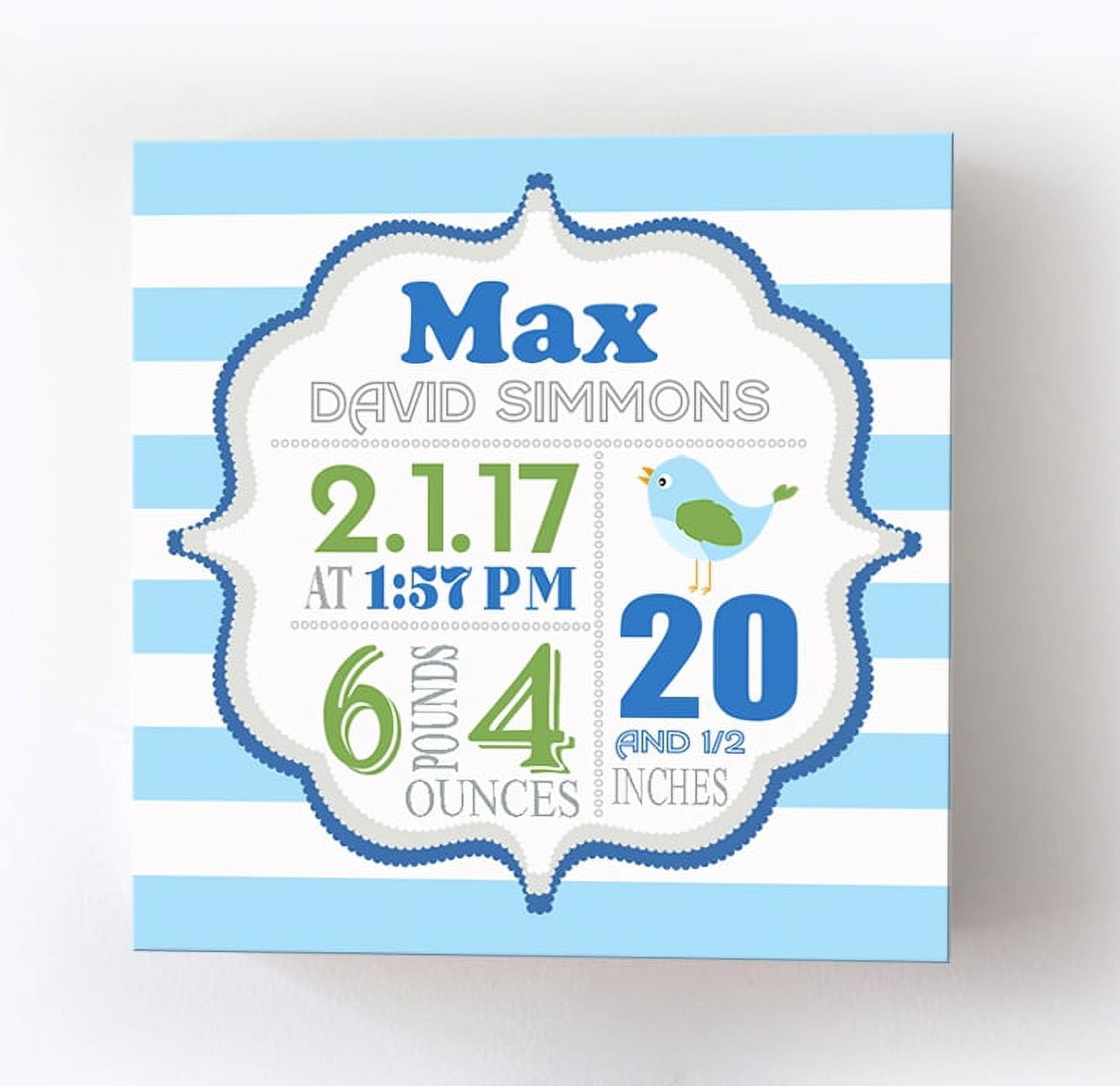 Personalized Canvas Birth Announcement Nursery Decor Gift, Lovebird ...