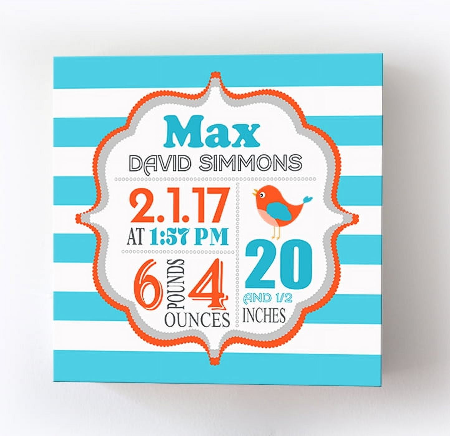 Personalized Canvas Birth Announcement Nursery Decor Gift, Lovebird ...